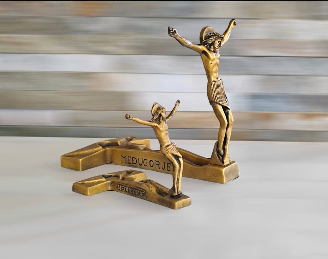 Standing Cross Crucifix Risen Jesus Christ Catholic Statue Medjugorje ...