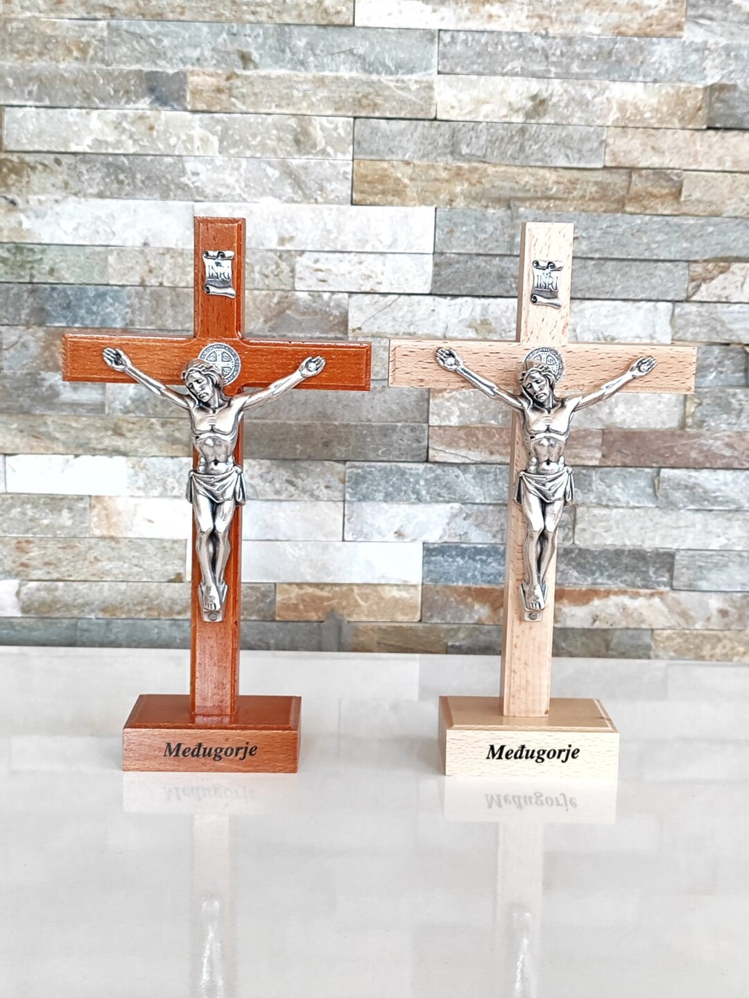 St. Saint Benedict Standing Cross Cross Wood Crucifix Desk Cross - Etsy