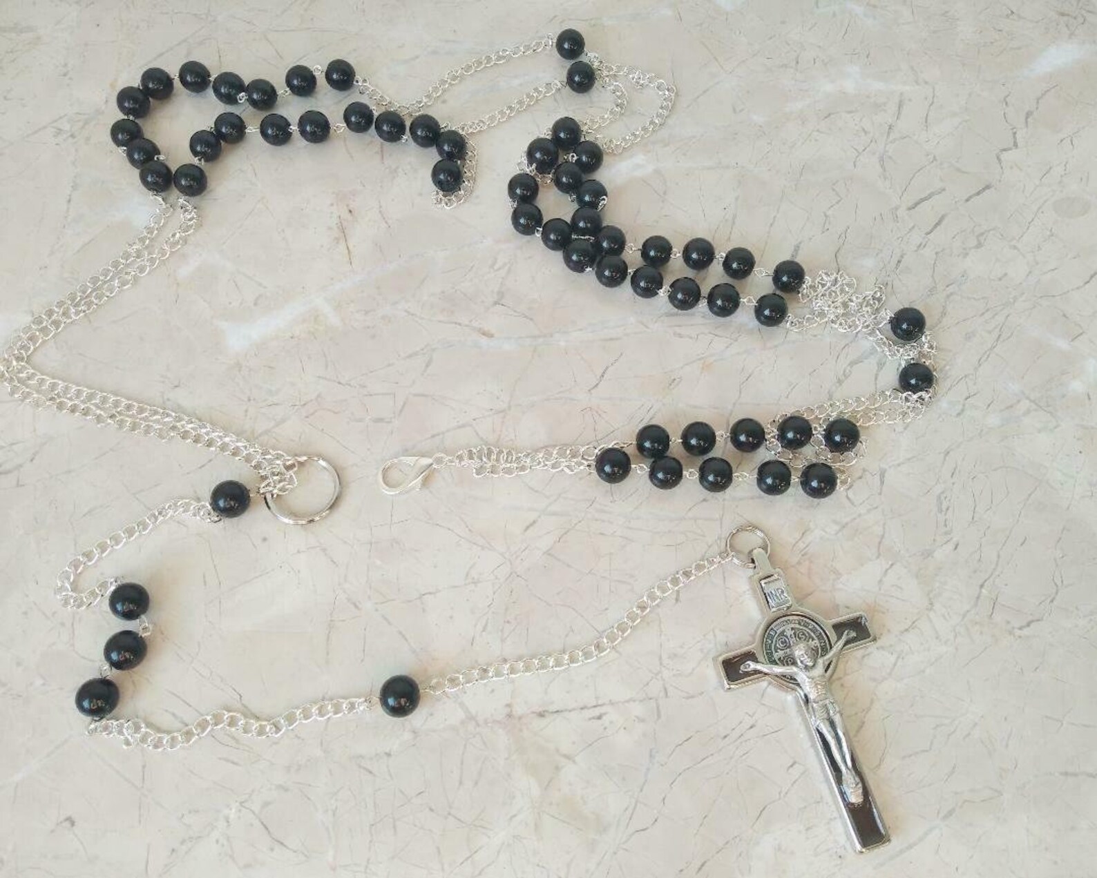 Habit Rosary Chaplet Decade Belt Obsidian Waist Wall Cross - Etsy
