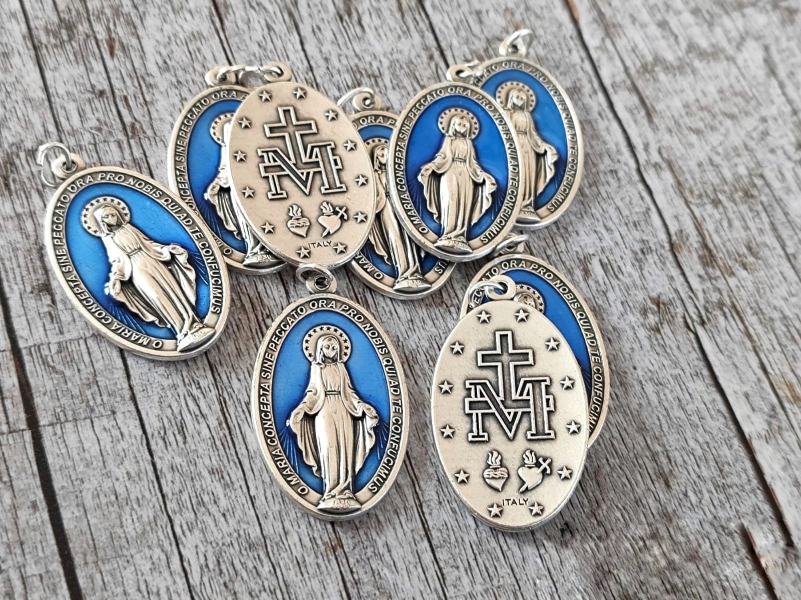 Miraculous Medals Lot Pcs Silver Tone Our Lady Miraculous Medals ...