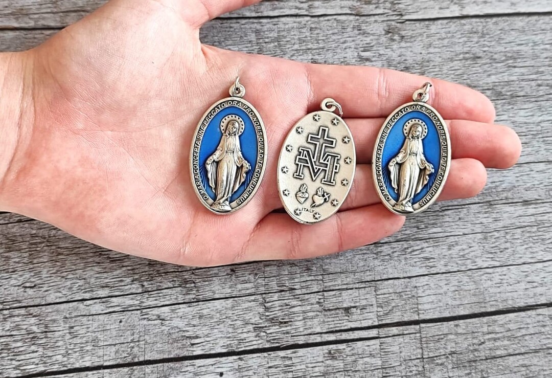 Miraculous Medals Lot Pcs Silver Tone Our Lady Miraculous Medals ...