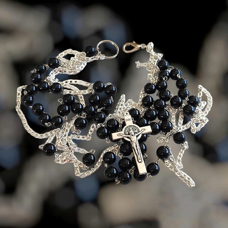 Habit Rosary Chaplet Decade Belt Obsidian Waist Wall Cross Crucifix - Etsy