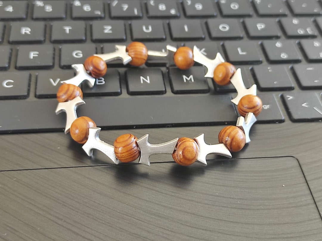 Franciscan Tau Cross Wooden Rosary Bracelet Mens Women Kids, St Francis ...