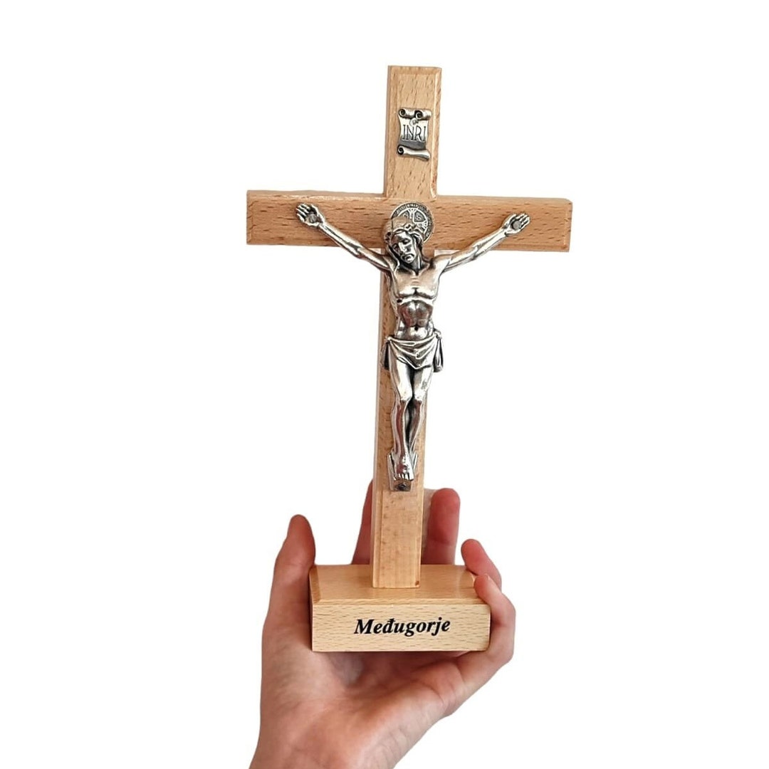 St. Saint Benedict Standing Cross Cross Wood Crucifix Desk Cross - Etsy