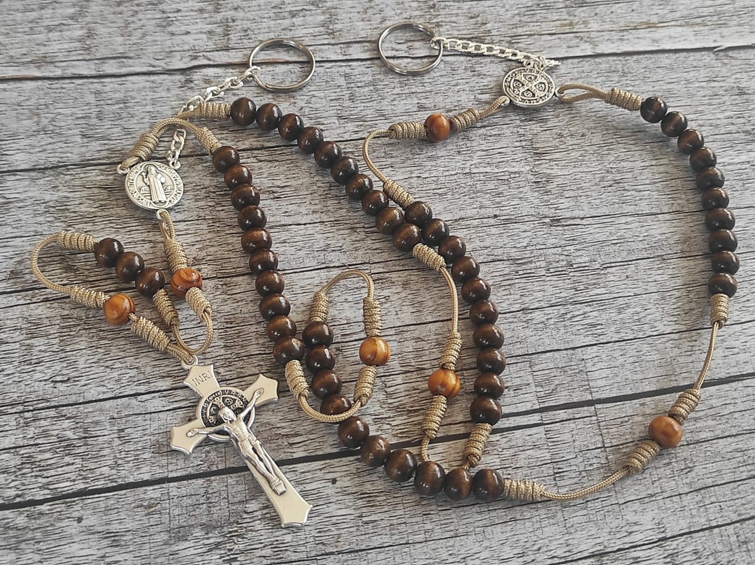 St Benedict Rosary Nursia BELT HABIT ROSARY Wooden Rosary With 5 ...
