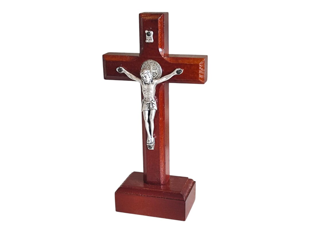 St. Saint Benedict Standing Cross Cross Wood Crucifix Desk Cross St ...