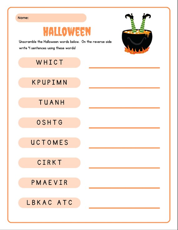Halloween Word Scramble - Etsy