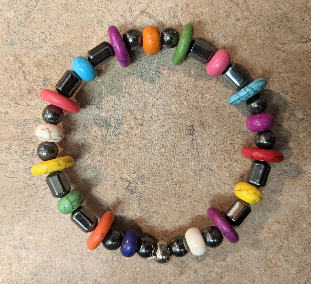 Emotional Support Bracelet - Large Colorful Disks, Dashes, and Dots ...