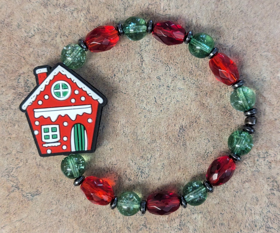 Focal Bead Emotional Support Bracelet - Silicone Gingerbread House and ...