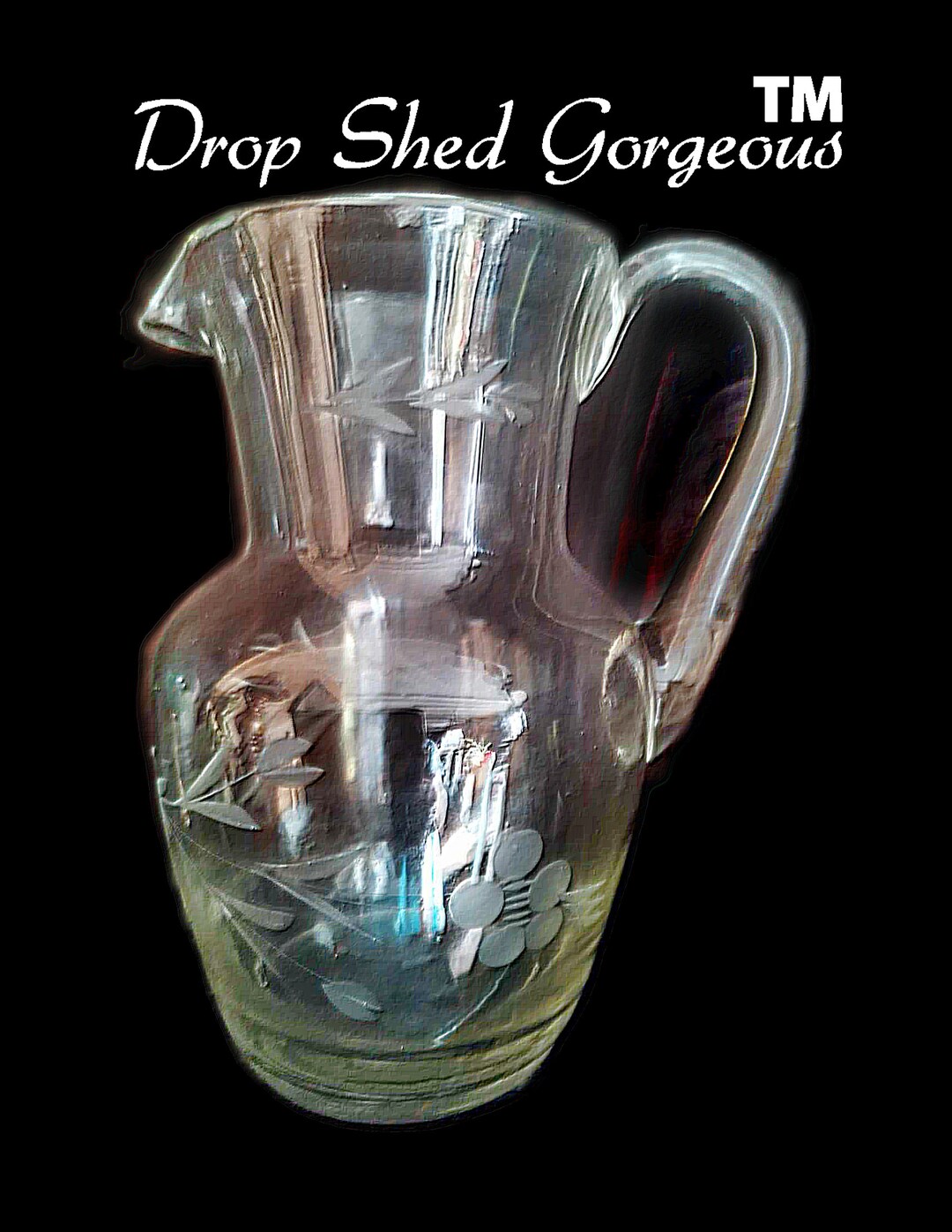 Vintage Cut Glass Water Jug With Floral Pattern - Etsy