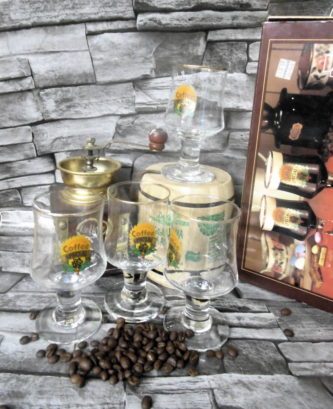 BOXED Set of 4 Vintage Dema Irish Coffee Glasses/coffee Specials ...