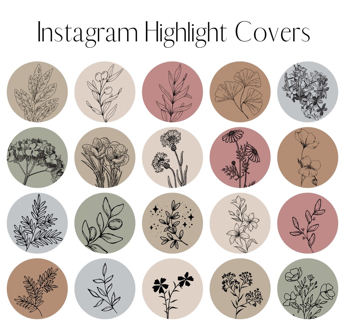 100 Botanical and Flower Instagram Highlight Covers Neutral - Etsy