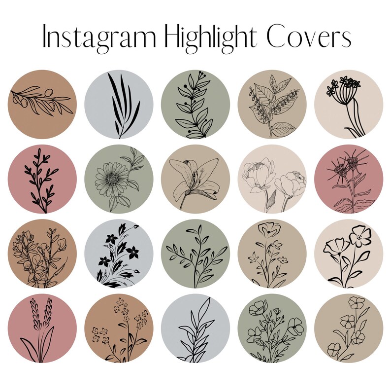 100 Botanical and Flower Instagram Highlight Covers Neutral - Etsy