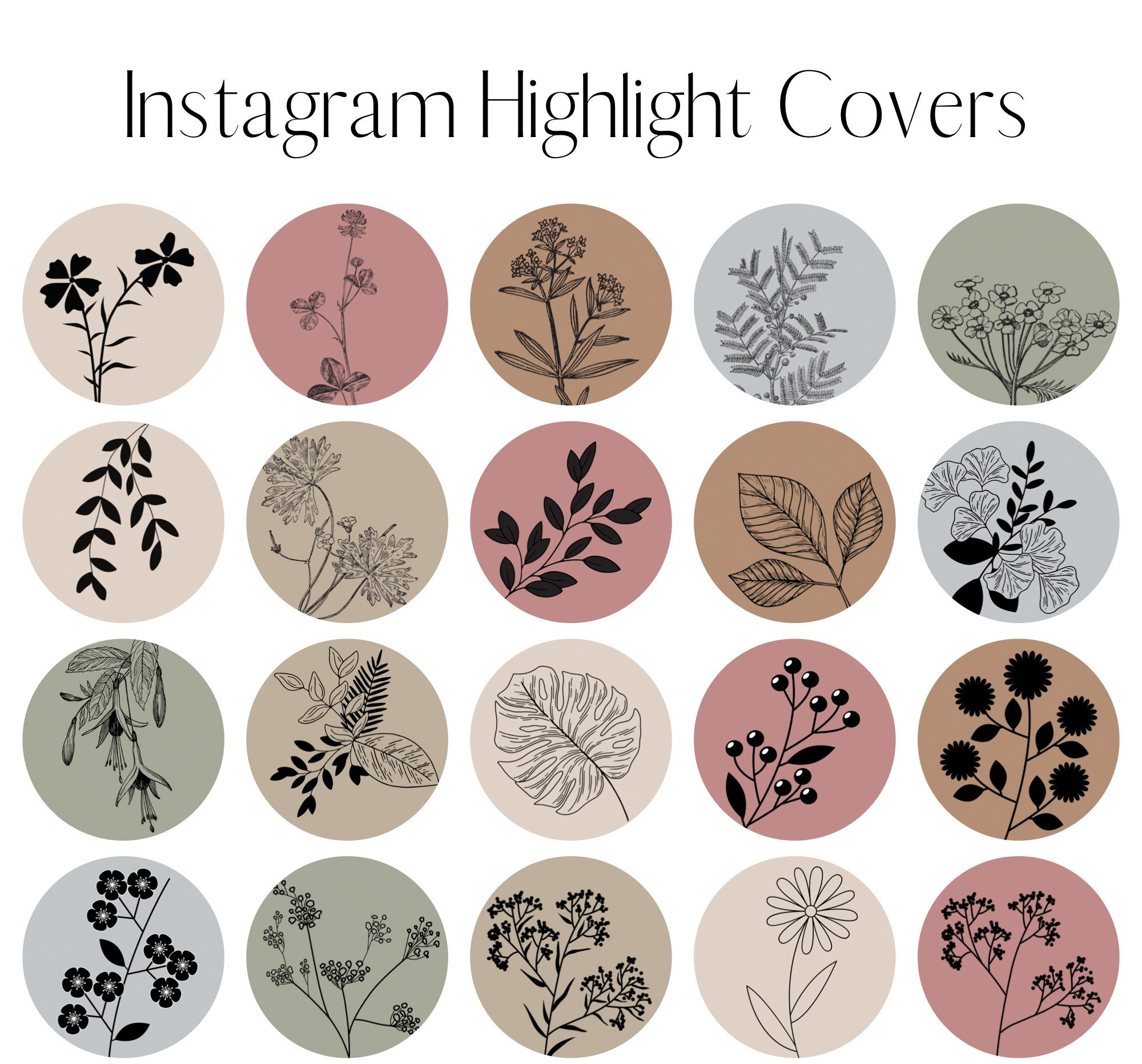 100 Botanical and Flower Instagram Highlight Covers Neutral - Etsy