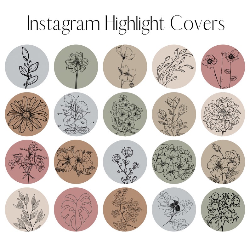 100 Botanical and Flower Instagram Highlight Covers Neutral - Etsy