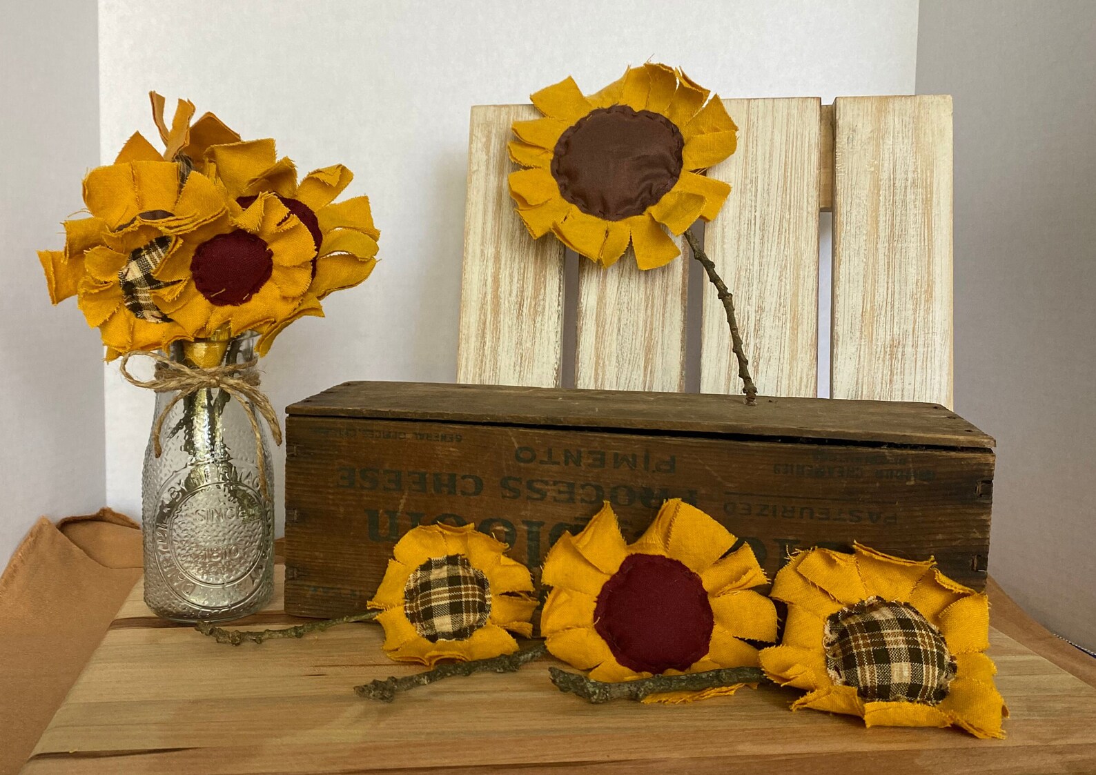 Primitive Handmade Sunflowers With Stems - Etsy