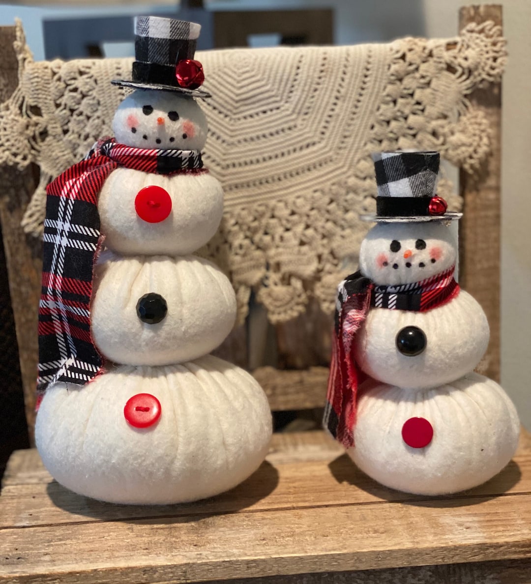 Holiday Christmas Plaid Top Hat Snowman - Etsy