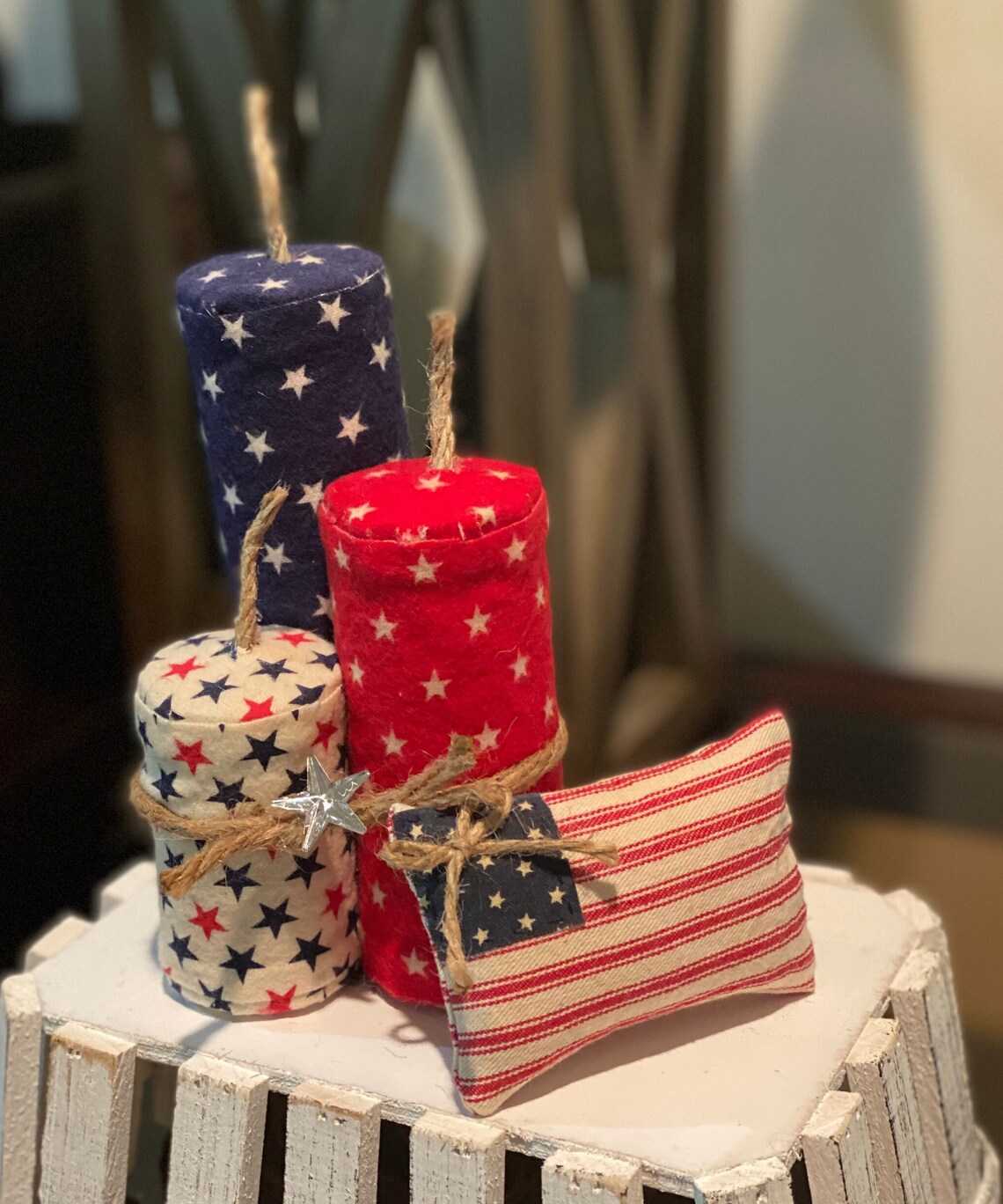 Primitive Red White and Blue Fireworks Decor - Etsy