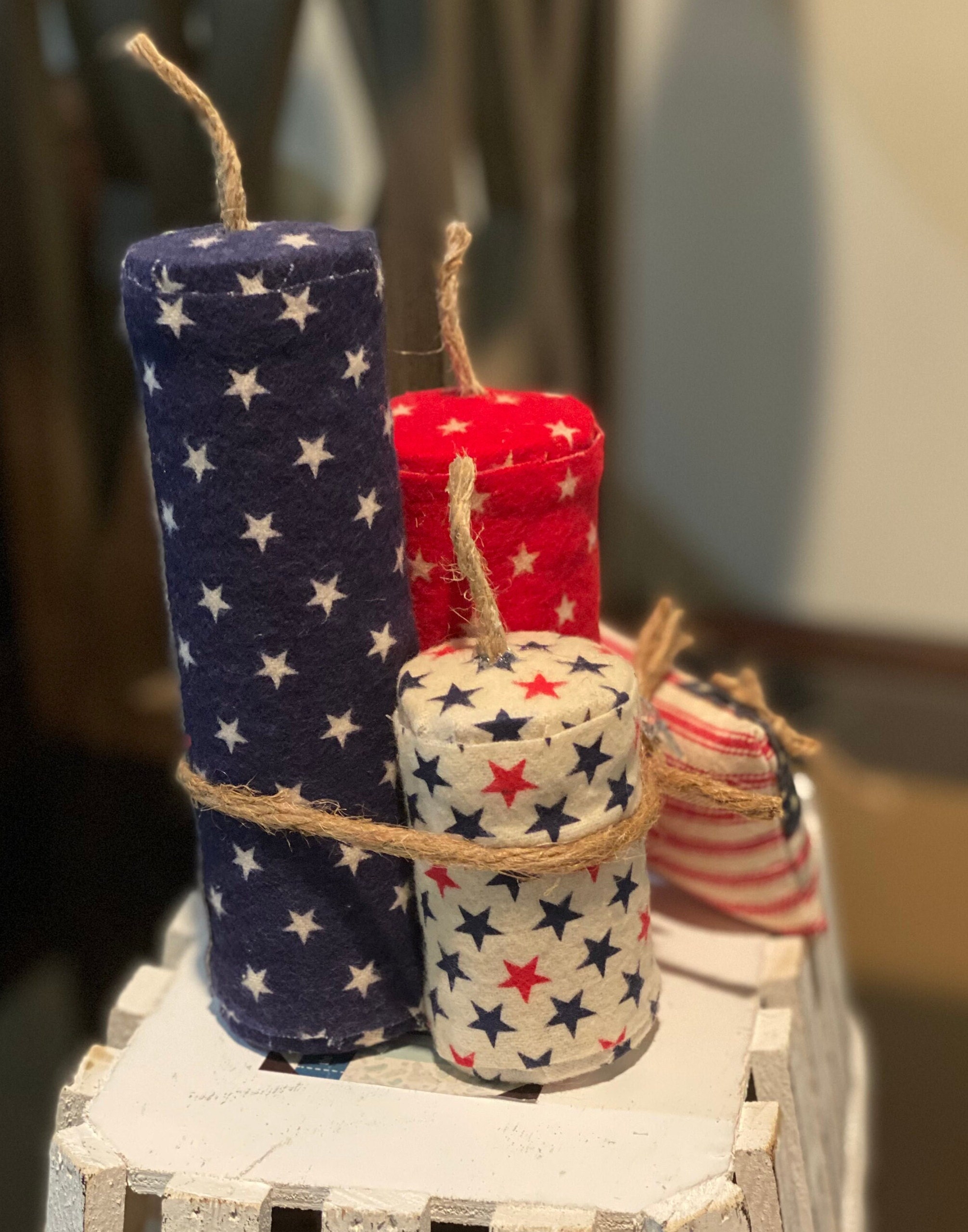Primitive Red White and Blue Fireworks Decor - Etsy