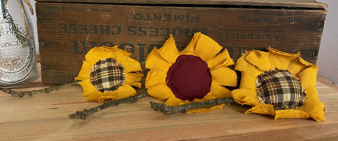 Primitive Handmade Sunflowers With Stems - Etsy
