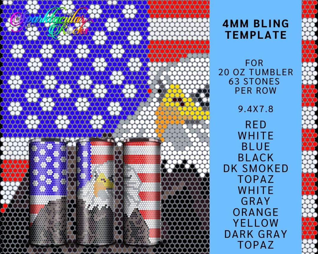 Eagle American Flag Rhinestone Template: 4mm Bling Tumbler (digital ...