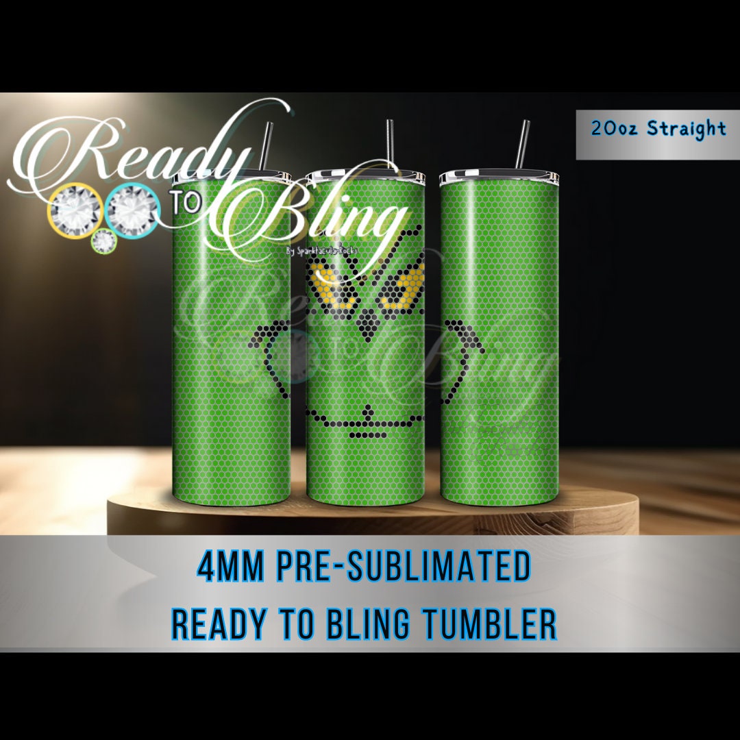 Green Meany Grumpy Ss16/4mm Readyto Bling© Pre Sublimated Tumbler 20oz Rhinestone Template Bling ...