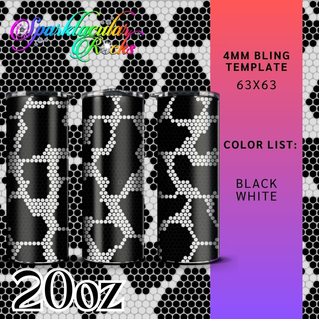 Cow Print Rhinestone Tumbler Template: Black & White Bling (PNG Digital ...