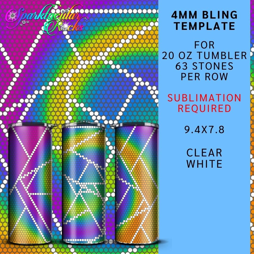 125 Bling Tumbler Template Ss16 4mm Template 63 Stones per Row 20oz ...