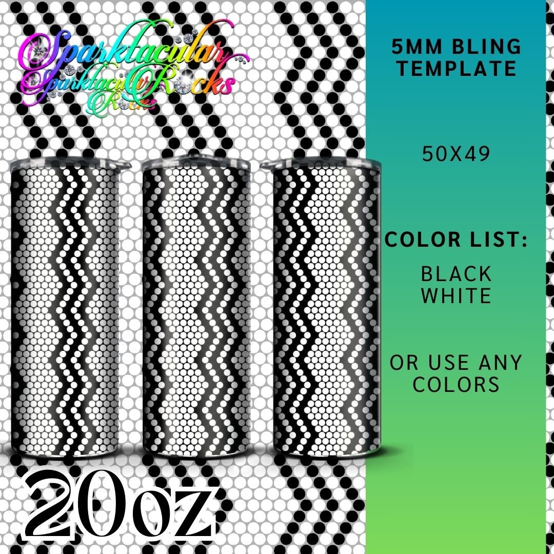 368 Black White Zigzag Rhinestones Templates Ss20 5mm Bling Tumbler ...