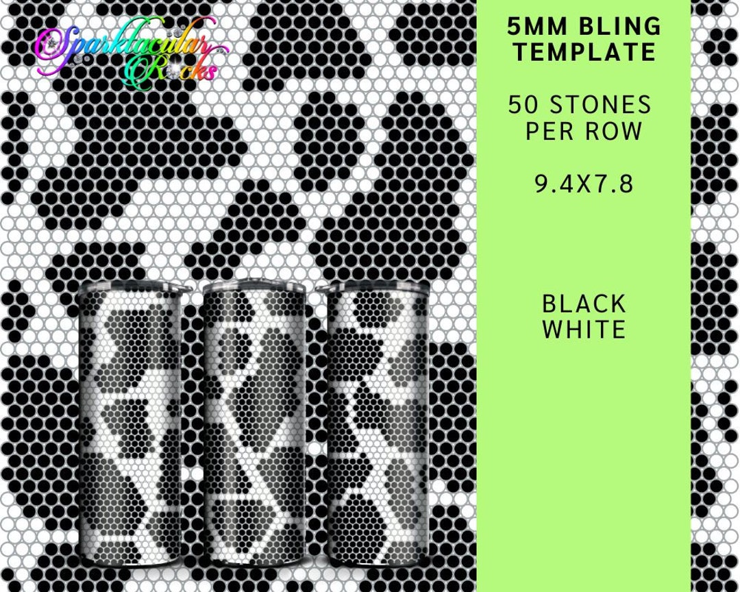 320 Cow Print Cowhide Black White Bling Tumbler Template | Ss20 5mm ...