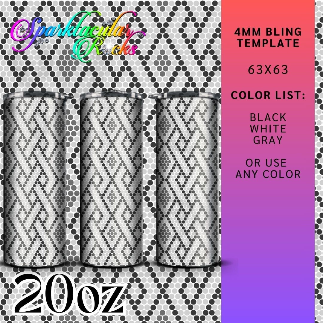 Black & White Rhinestone Tumbler Template: 4mm Bling (digital Download ...