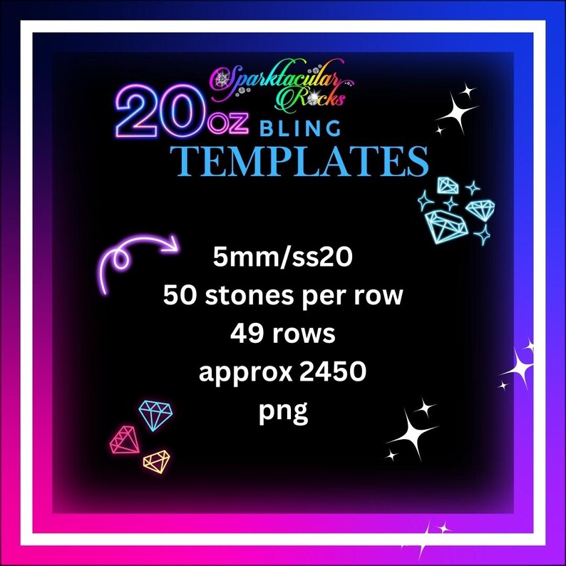 656# Rhinestone Pattern Bling Template | SS20 5mm | 50x49 | 20oz ...