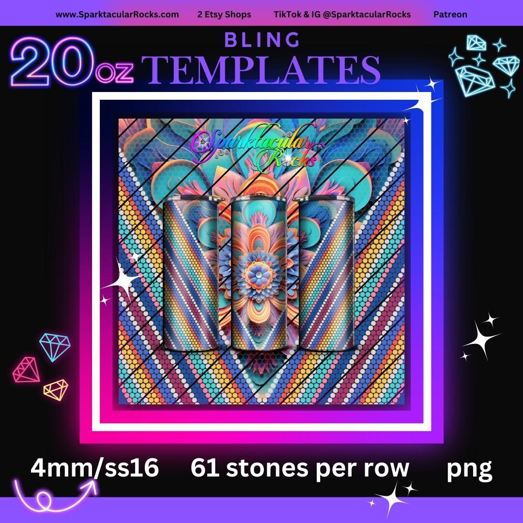 516 Mandala Bling Tumbler Template Ss16 4mm Bling Template Bling 20 Oz ...