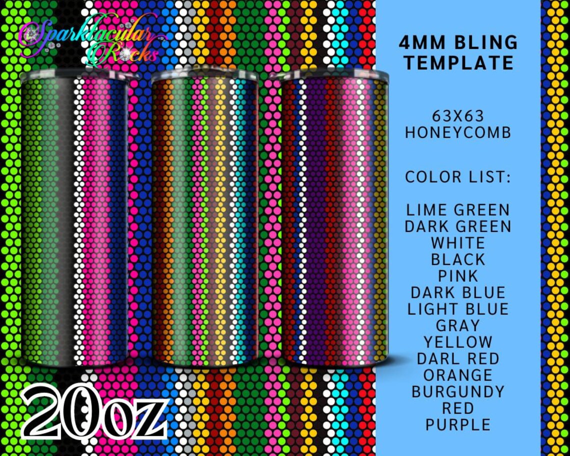 Serape Stripes Bling Tumbler Template: 4mm Rhinestone (PNG Digital ...