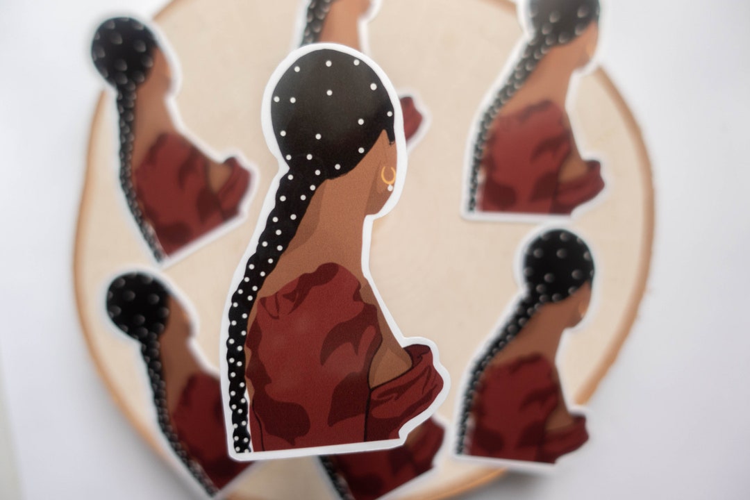Beaded Girl Sticker, Black Woman Sticker, Black Girl Sticker,for Black ...