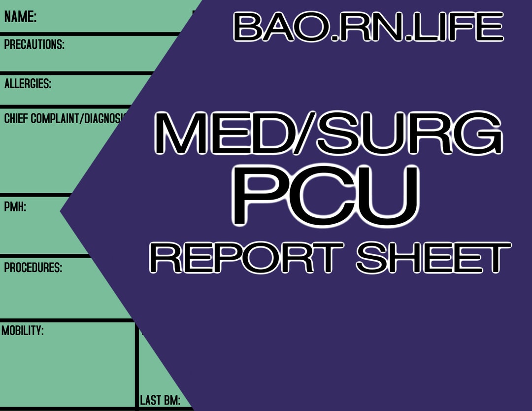 RN Report Sheet Med/surg or PCU Report Sheet - Etsy UK