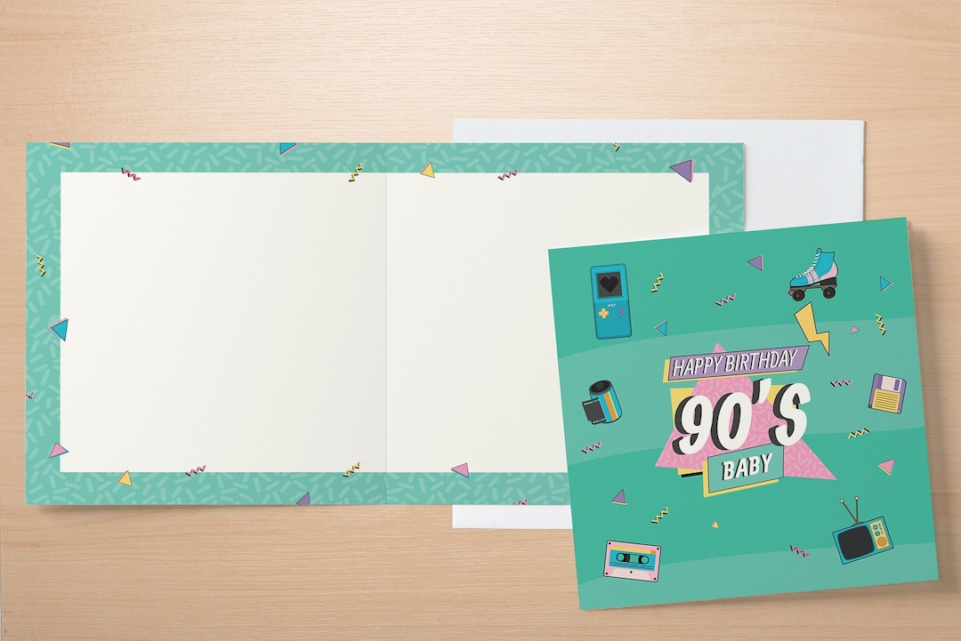 Retro '90s Birthday Card | Foil Paper Matte Finish | Nostalgic Square ...