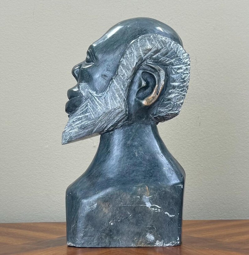 African Shona Stone Sculpture – Hand-carved Male Bust With Beard - Etsy