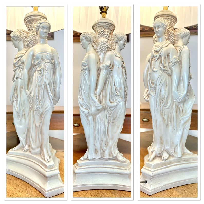 Three Graces, Greek Goddesses Lamps With Original Shades, Extra Large ...