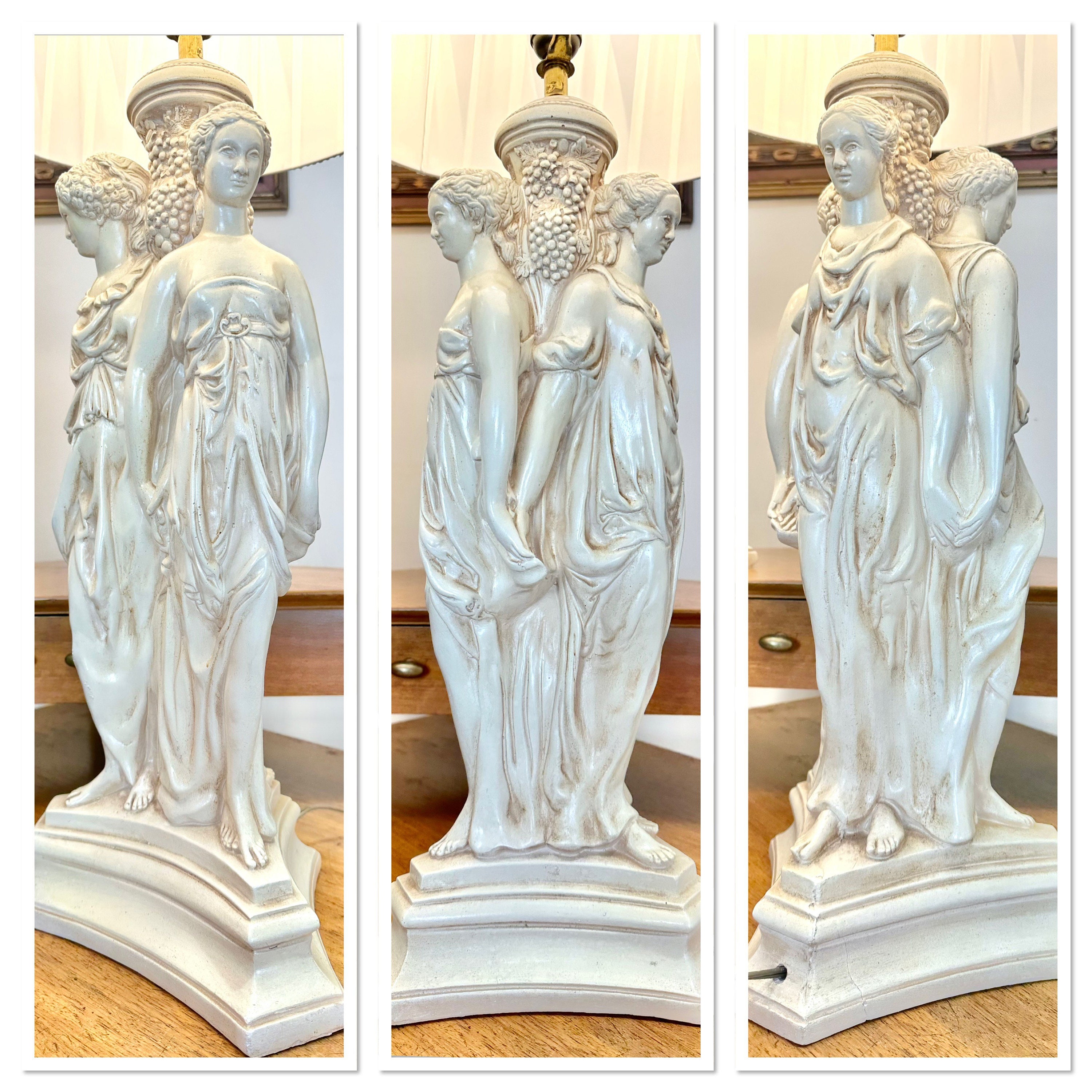 Three Graces, Greek Goddesses Lamps With Original Shades, Extra Large ...