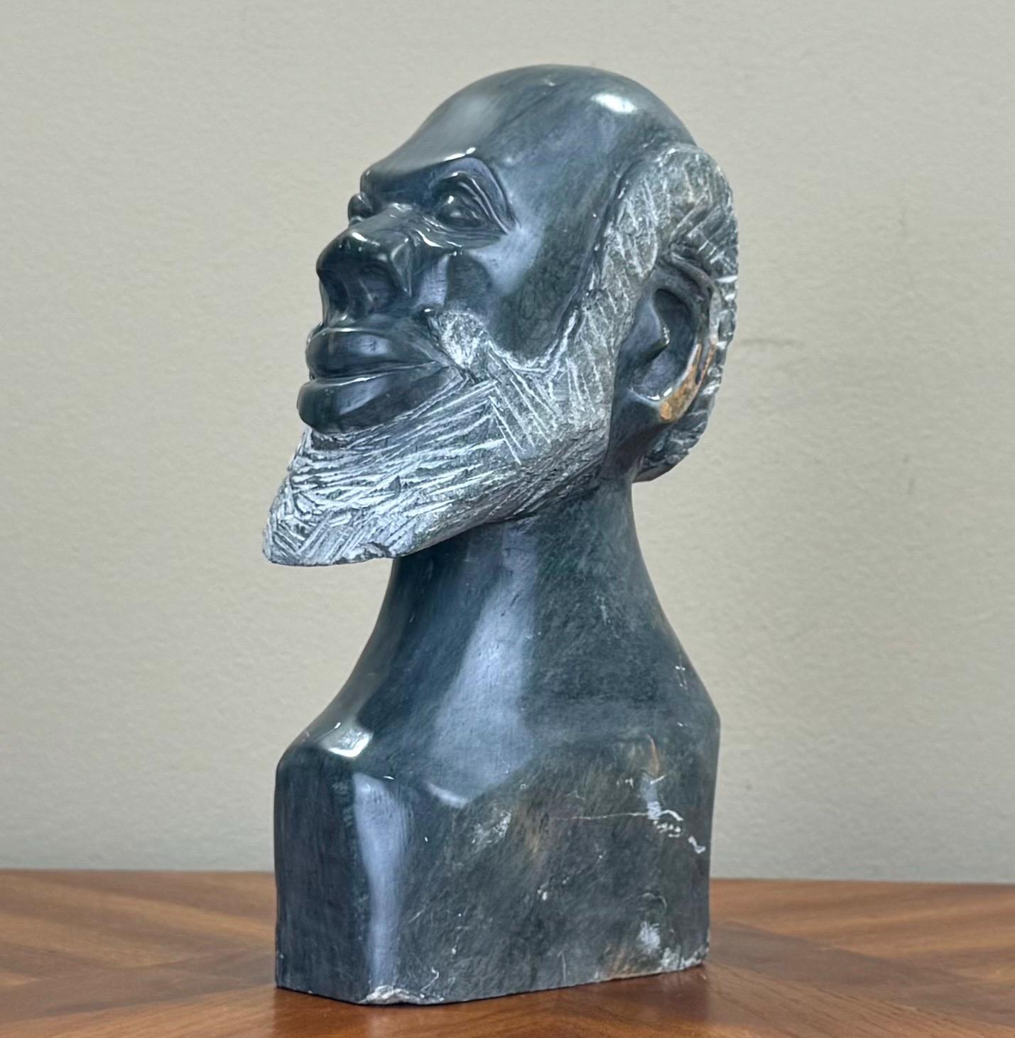 African Shona Stone Sculpture – Hand-carved Male Bust With Beard - Etsy