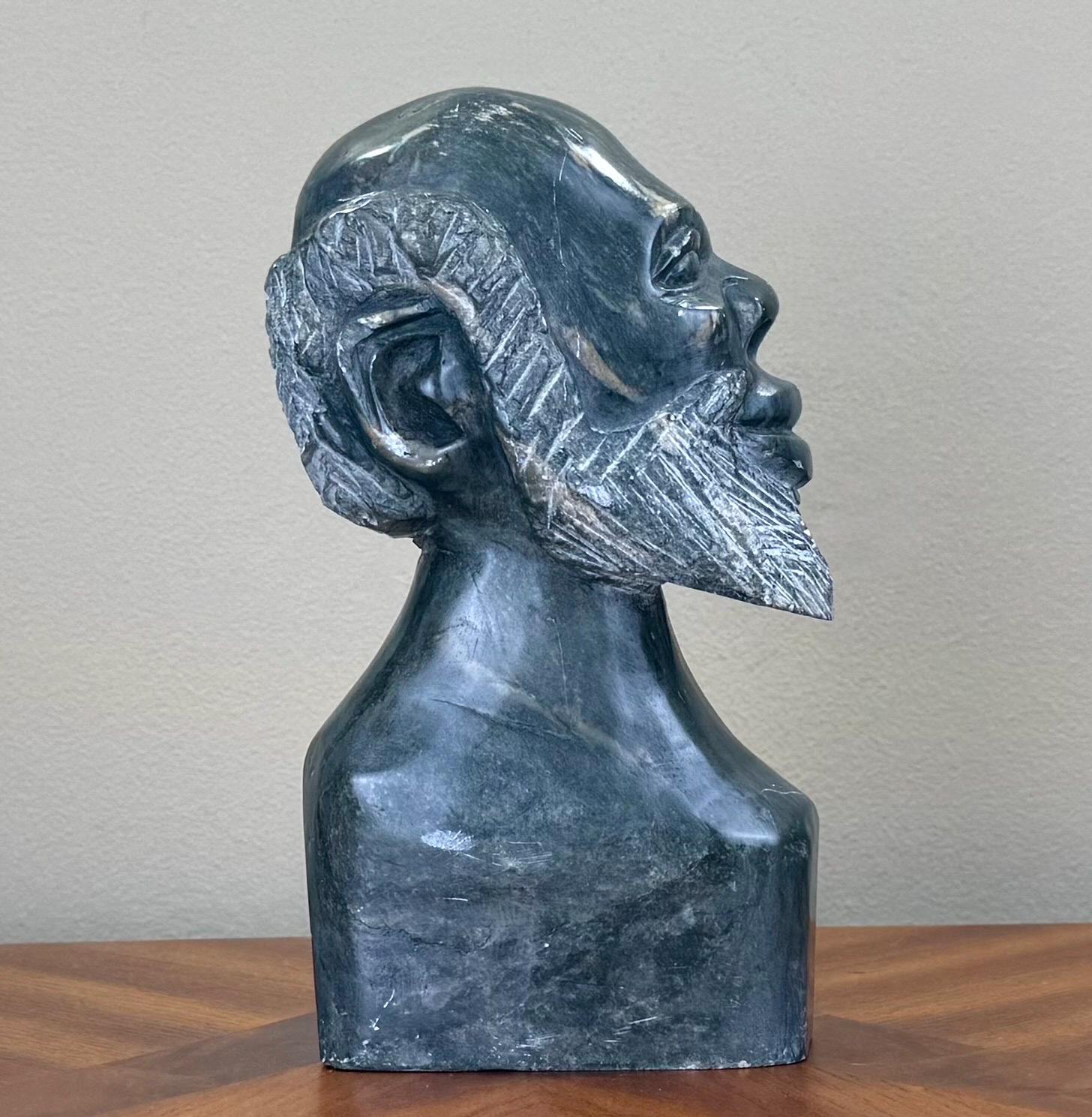 African Shona Stone Sculpture – Hand-carved Male Bust With Beard - Etsy