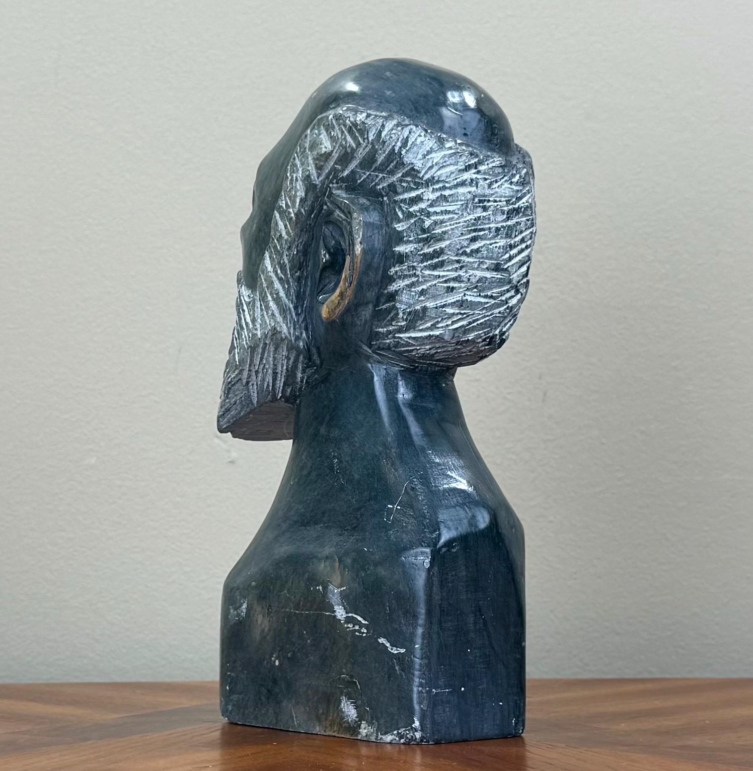African Shona Stone Sculpture – Hand-carved Male Bust With Beard - Etsy