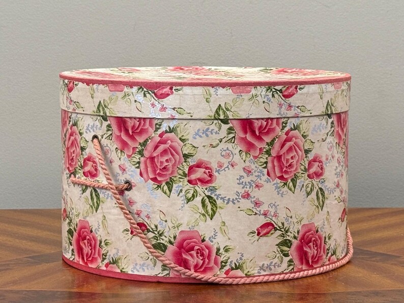 Vintage Pink Rose Floral Hat Box – Decorative Storage Collectible - Etsy