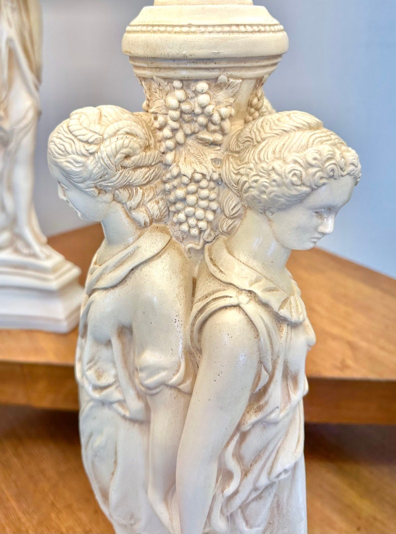 Three Graces, Greek Goddesses Lamps With Original Shades, Extra Large ...