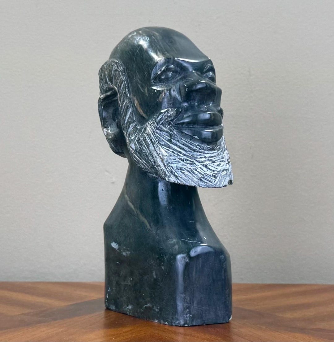African Shona Stone Sculpture – Hand-carved Male Bust With Beard - Etsy