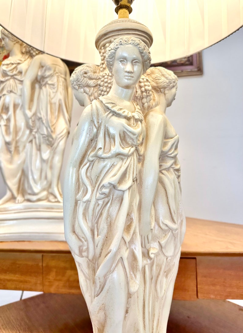 Three Graces, Greek Goddesses Lamps With Original Shades, Extra Large Table Lamps, Pair - Etsy