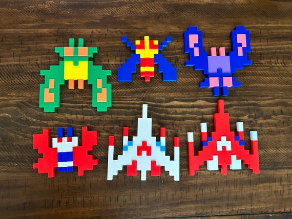 Galaga 3 D Printed Retro Arcade Game Wall Characters individual or Set Etsy