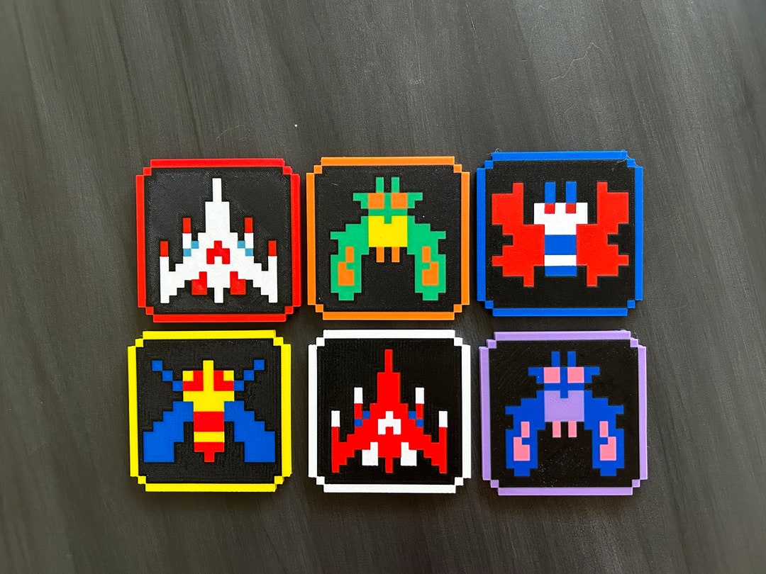 Galaga Retro Arcade Game Characters Drink Coasters (individual or Set ...