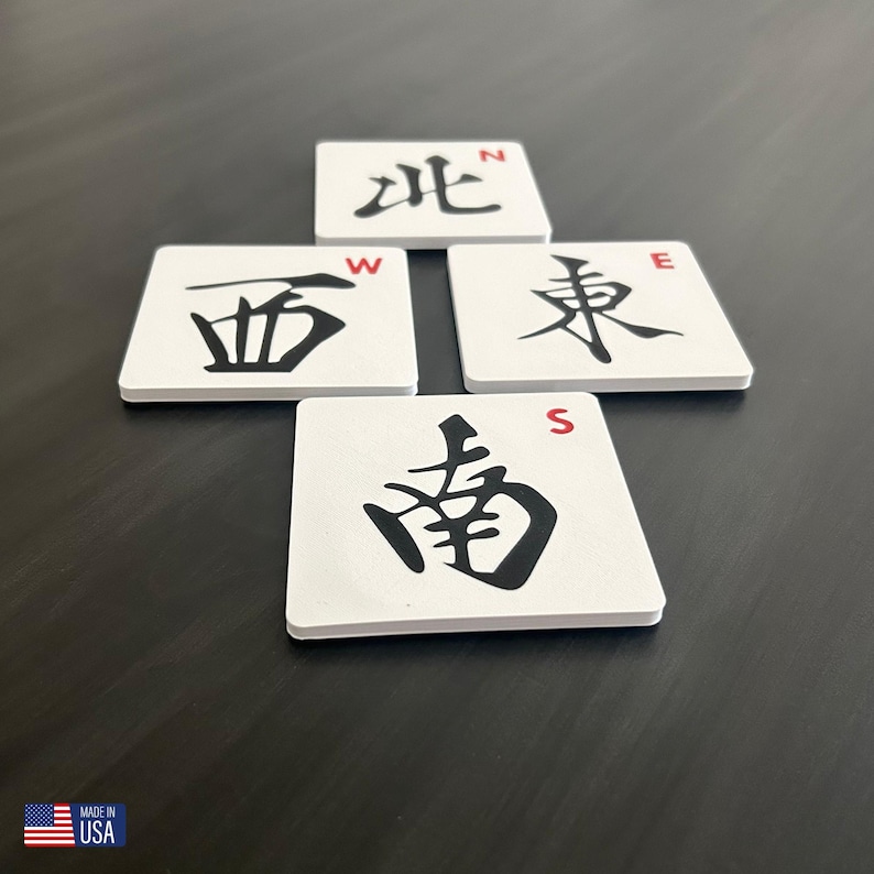 Mahjong (north, South, East and West) Drink Coasters, Set of 4, Mahjong ...